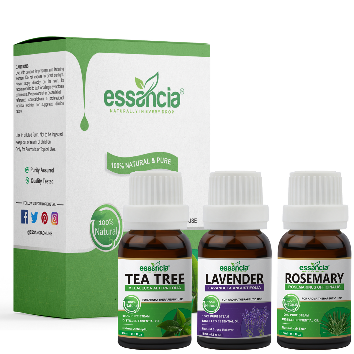 Pack of 3 Essential Oils (Tea Tree, Lavender, Rosemary) – Essancia®